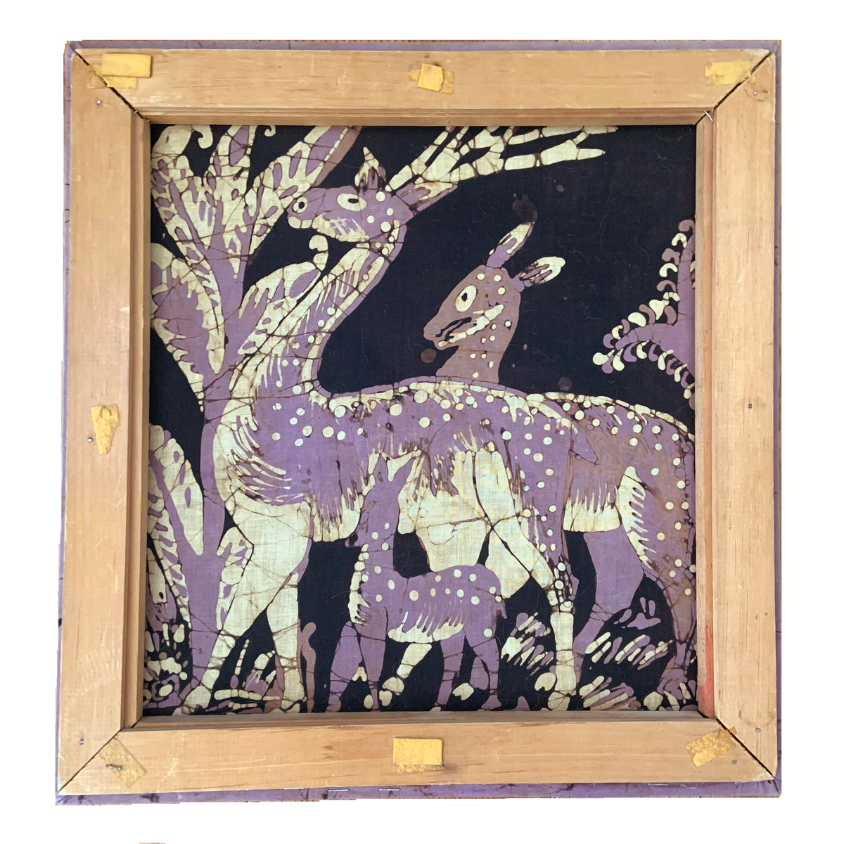 Vintage Batik Deer Family Woodland Scene, Artist Eric Suriyasena, Sri ...