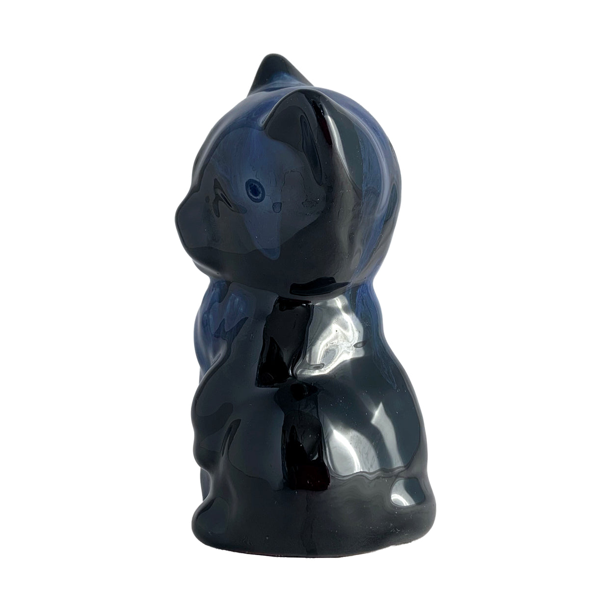Vintage Blue Drip Glaze Redware Cat Figurine, Blue Mountain Pottery, C ...