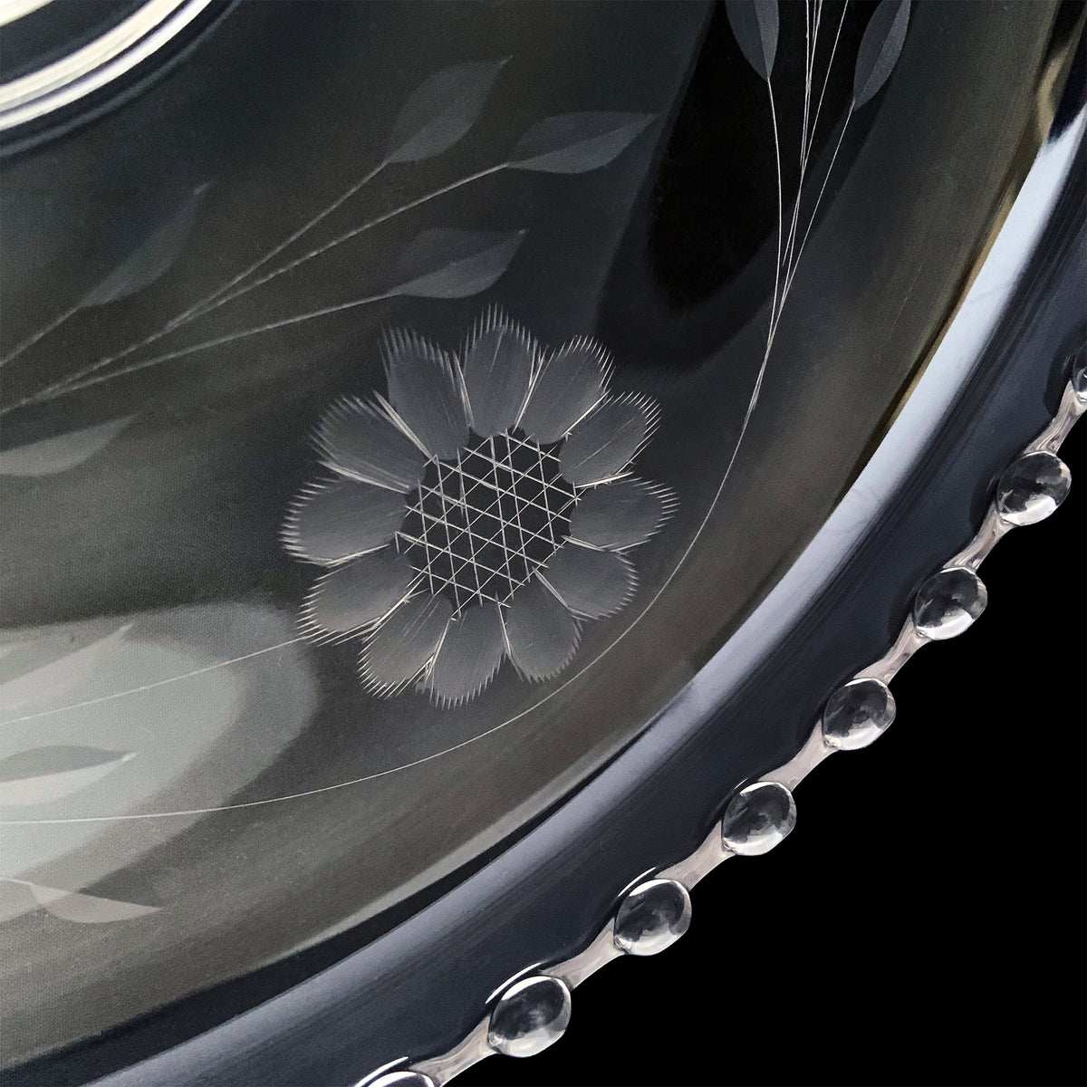 Vintage Imperial Candlewick WJ Hughes Cut Corn Flower Clear Float Bowl ...