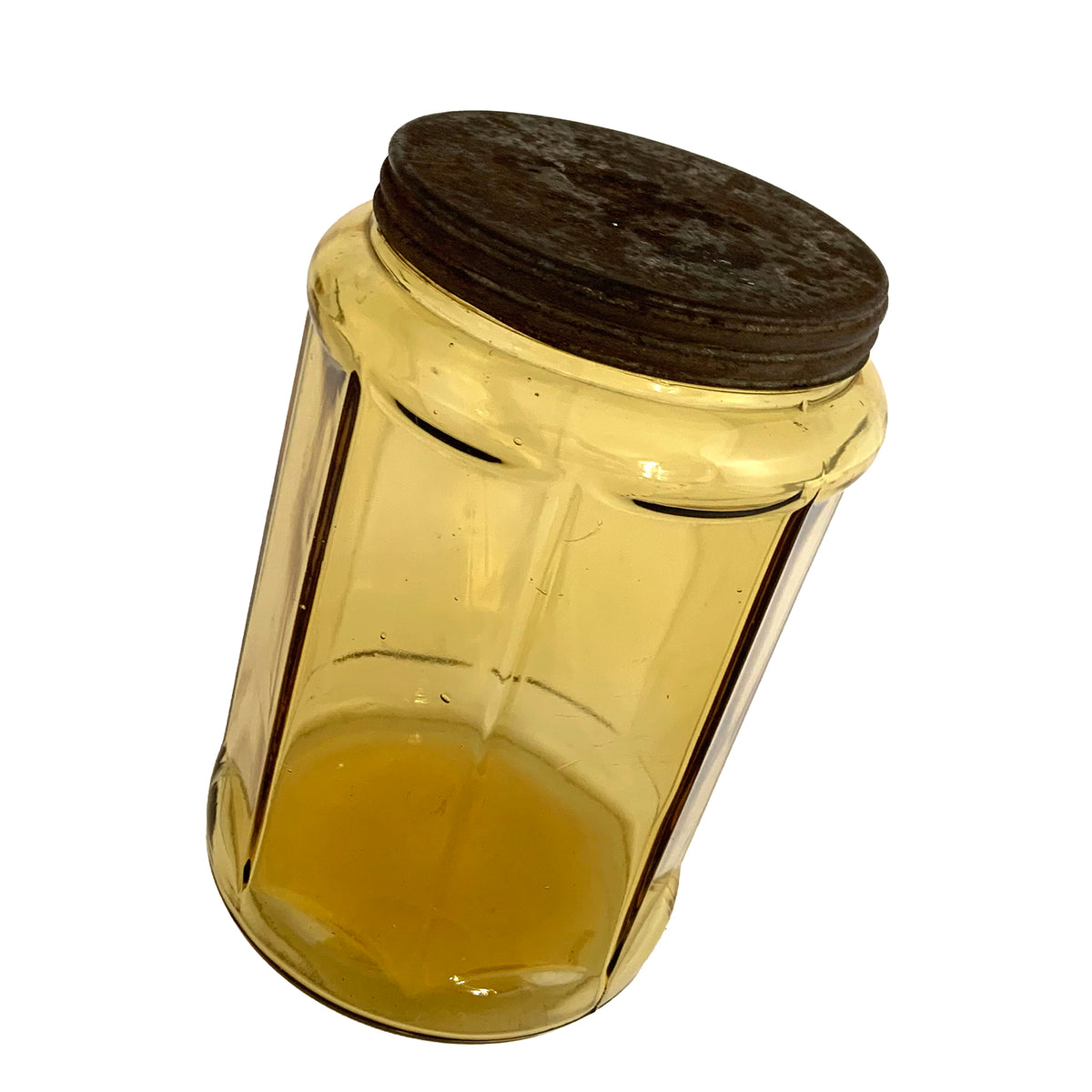 Antique 8 Sided Yellow Depression Glass Lidded Tobacco Canister – Jack ...