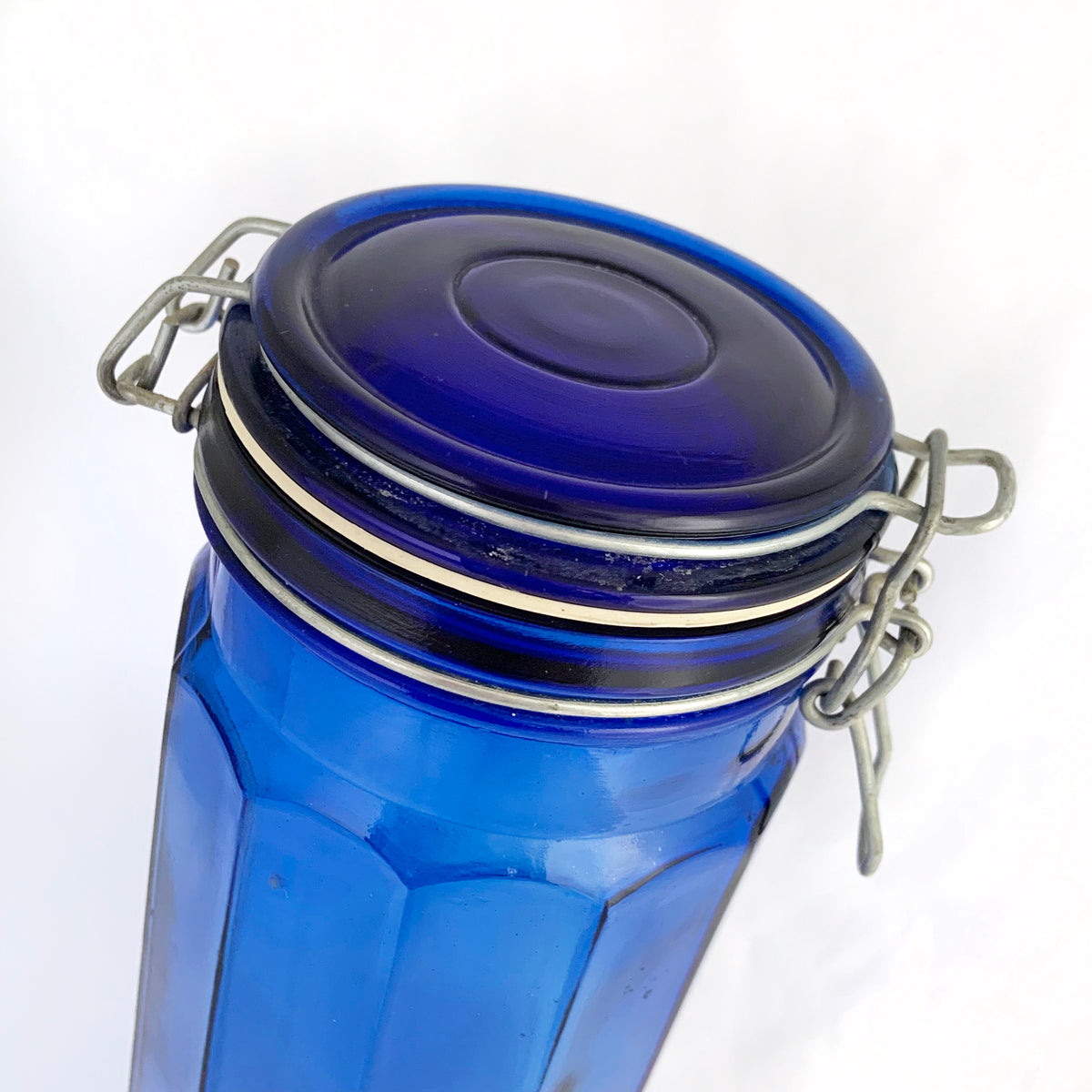 Vintage Cobalt Blue Twelve Panel Glass Canister Storage Apothecary Jar ...