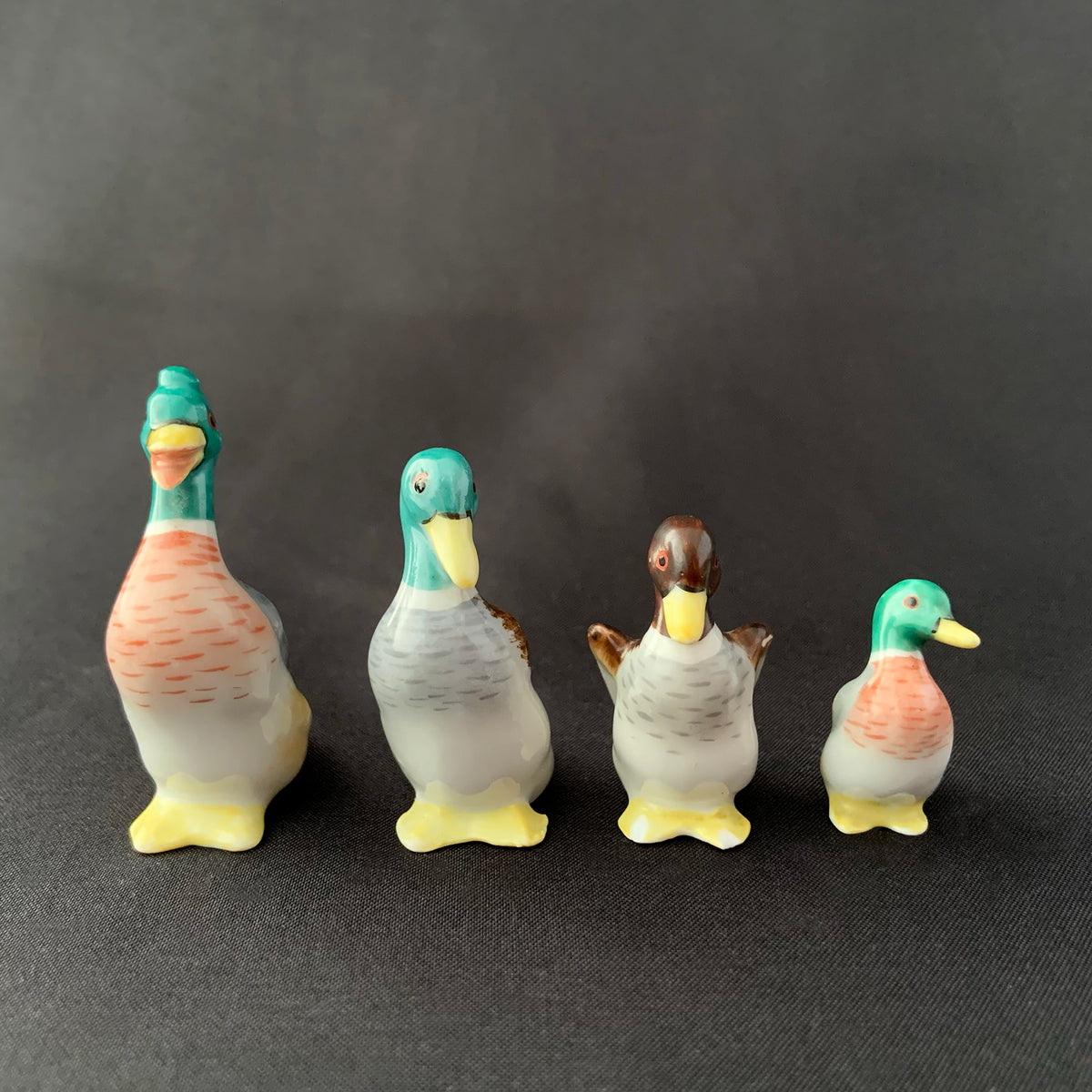 Vintage Four Hand Painted Porcelain Miniature Mallard Duck Figurines ...
